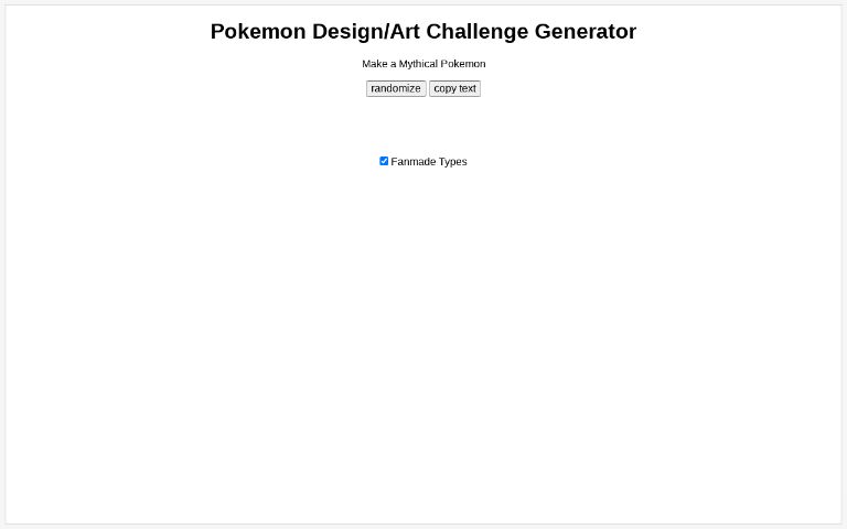 Pokemon Design/Art Challenge Generator