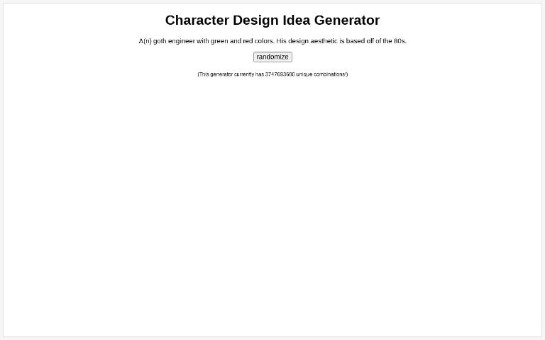 Character Design Idea Generator