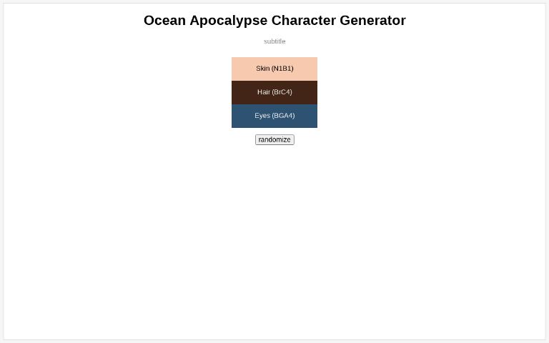 Ocean Apocalypse Character Generator