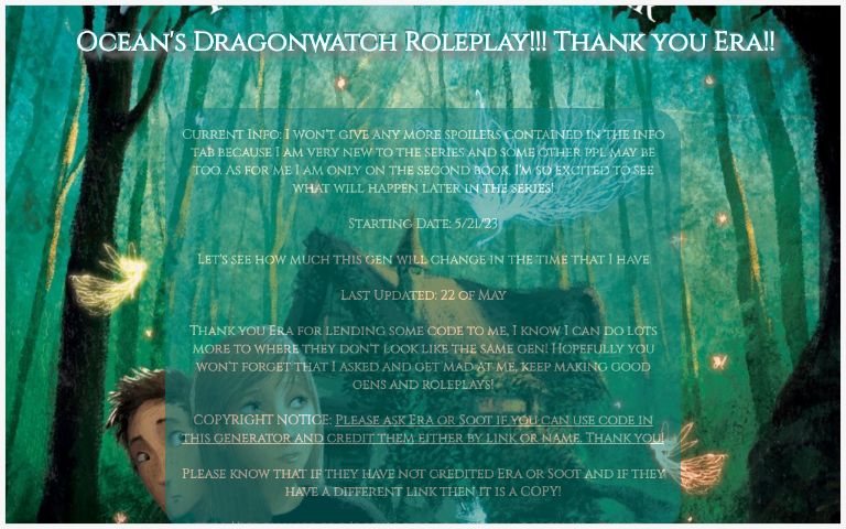 Ocean's Dragonwatch Roleplay!!! Thank you Era!!