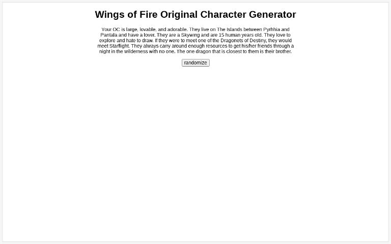 Wings of Fire Original Character Generator