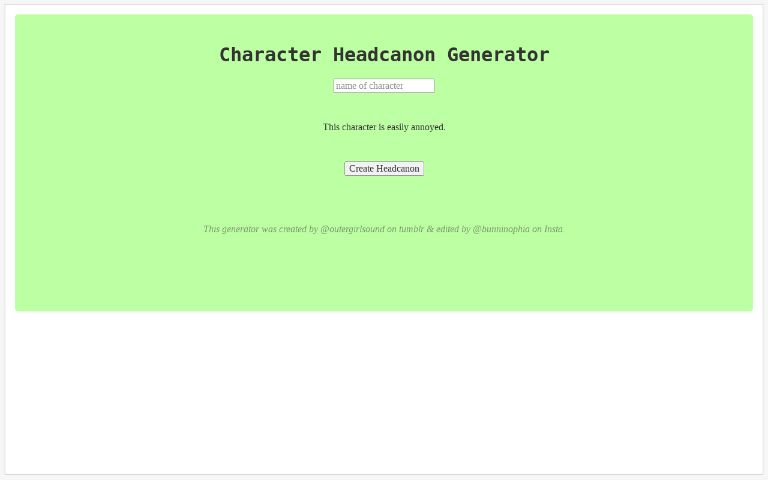 Character Headcanon Generator