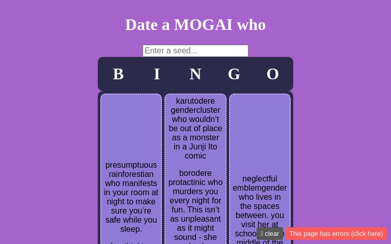 Date a MOGAI who ― Perchance Generator