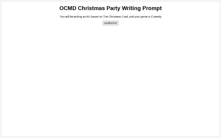 OCMD Christmas Party Writing Prompt ― Perchance Generator