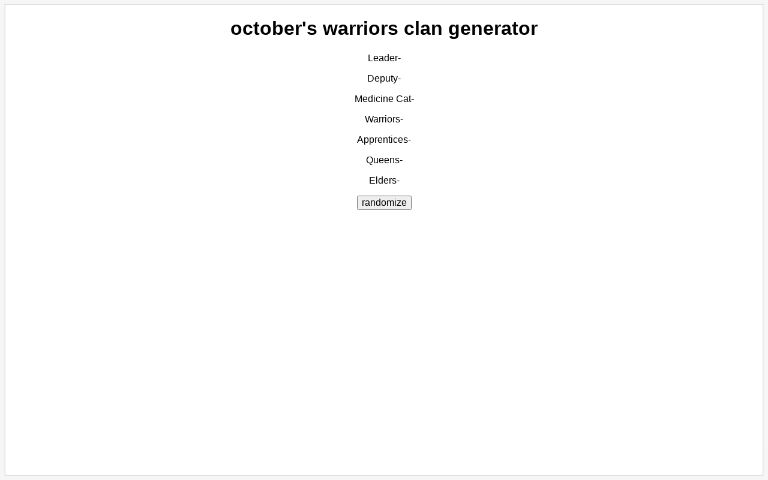 october's warriors clan generator