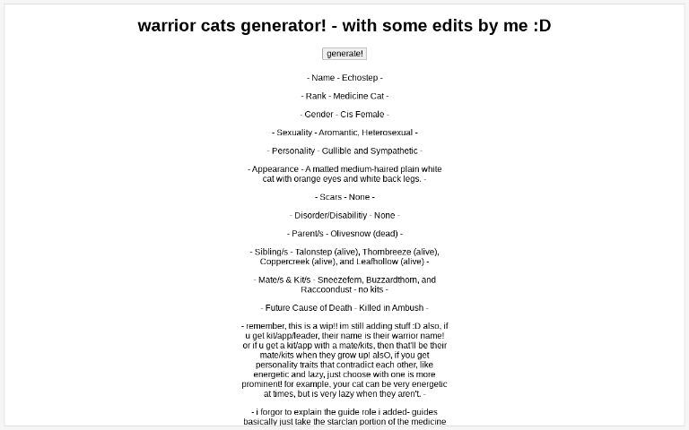 warrior cats generator! - with some edits by me :D