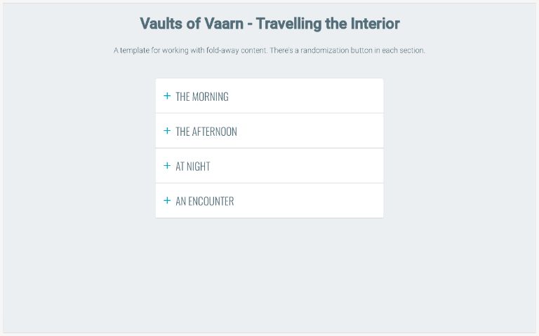 Vaults of Vaarn - Travelling the Interior ― Perchance Generator