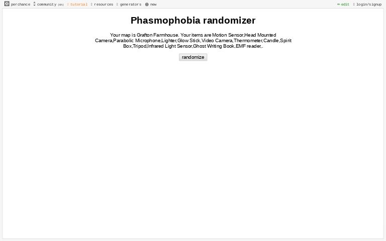 Phasmophobia randomizer ― Perchance Generator