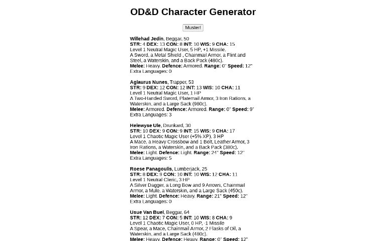 OD&D Character Generator
