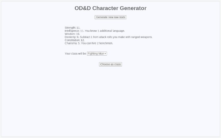 OD&D Character Generator