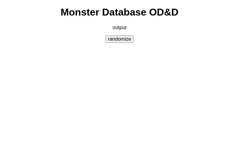 Monster Database OD&D ― Perchance Generator