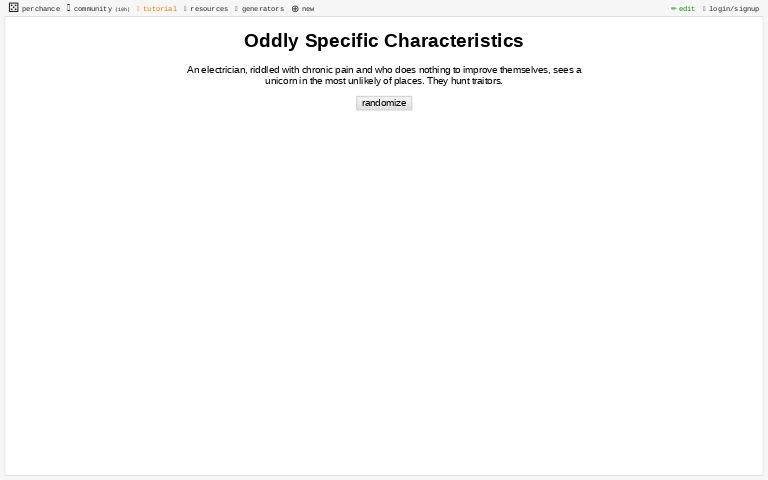 Oddly Specific Characteristics ― Perchance Generator