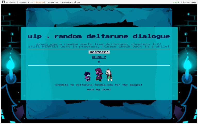 wip ⋆ random deltarune dialogue ― Perchance Generator