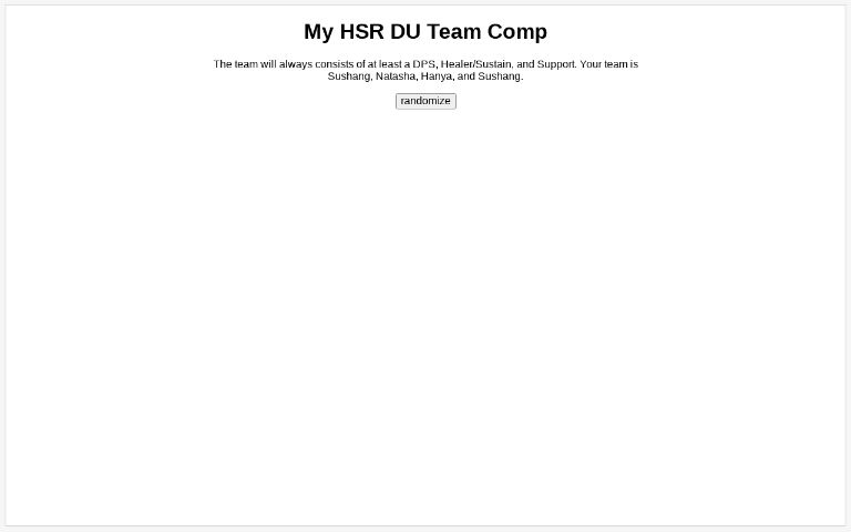 My HSR DU Team Comp ― Perchance Generator