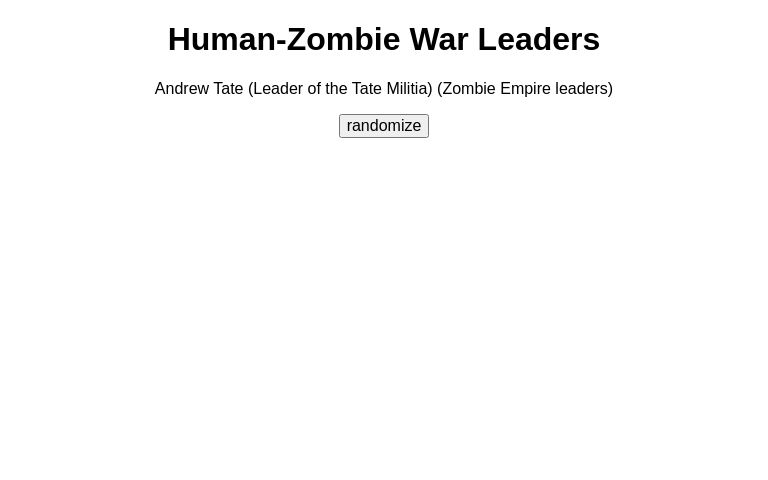 Human-Zombie War Leaders ― Perchance Generator
