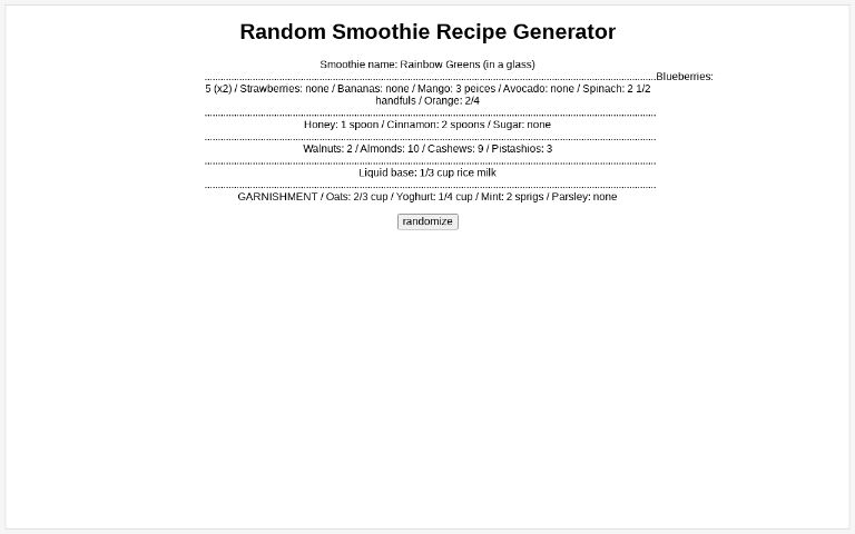 Random Smoothie Recipe Generator