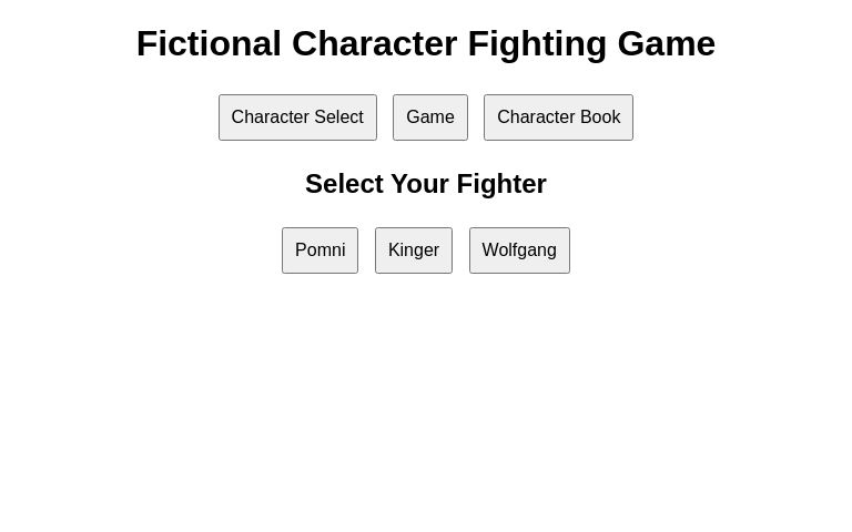 Fictional Character Fighting Game ― Perchance Generator