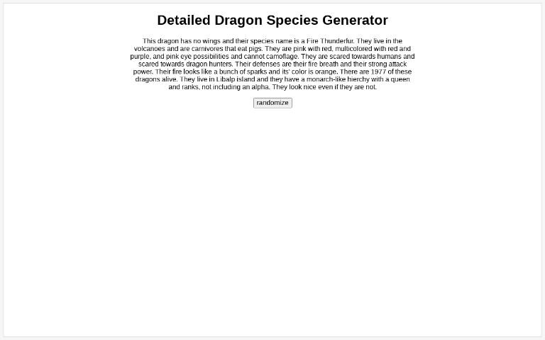 Detailed Dragon Species Generator