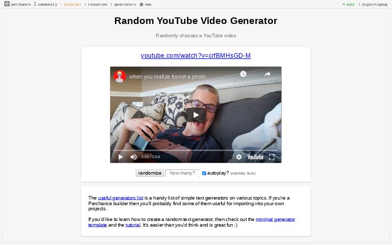 Random YouTube Video Generator