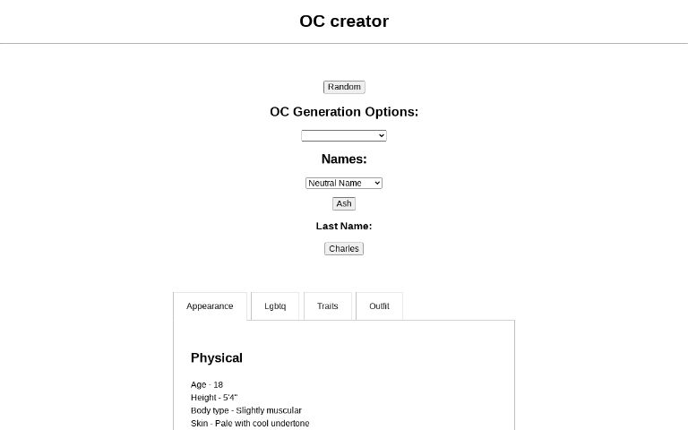 OC creator ― Perchance Generator