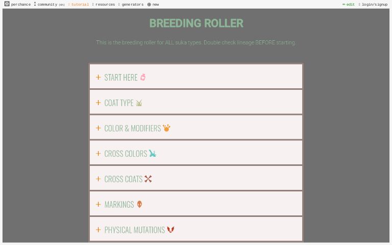 BREEDING ROLLER ― Perchance Generator