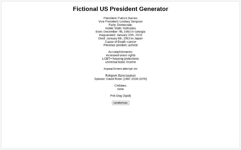Fictional US President Generator