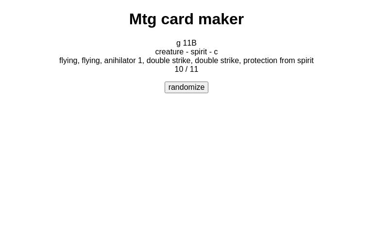 Mtg card maker ― Perchance Generator
