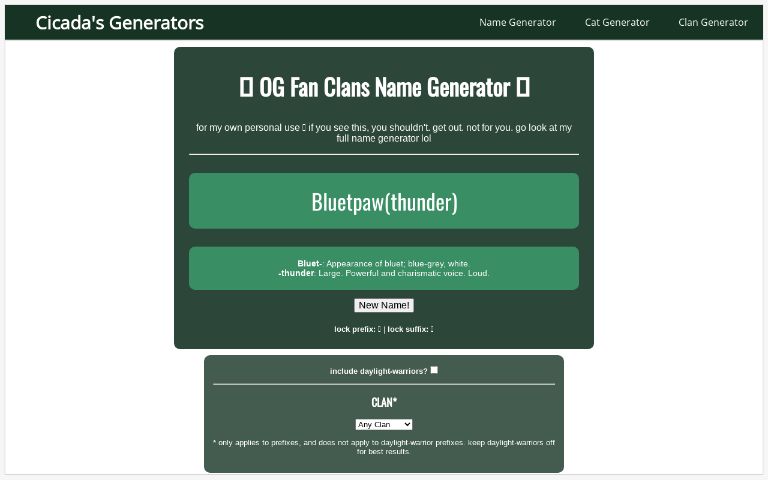 🕸 OG Fan Clans Name Generator 🕸