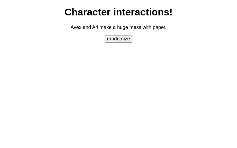 Character interactions! ― Perchance Generator