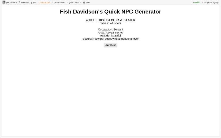 Fish Davidson's Quick NPC Generator