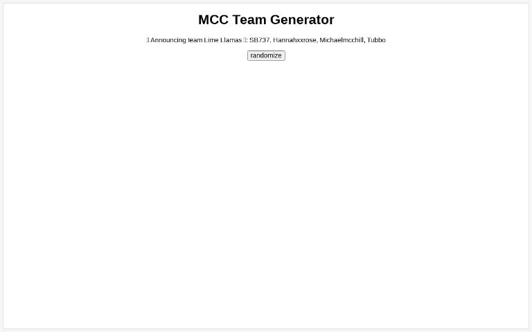 MCC Team Generator