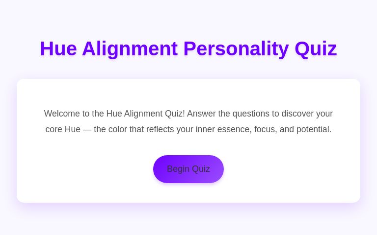 Hue Alignment Personality Quiz ― Perchance Generator