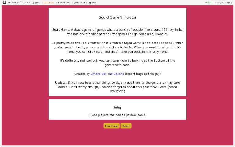 Squid Game Simulator ― Perchance Generator