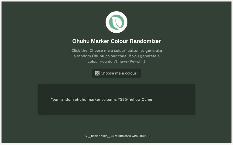 Ohuhu Marker Colour Randomizer ― Perchance Generator