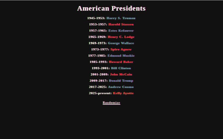 American Presidents ― Perchance Generator