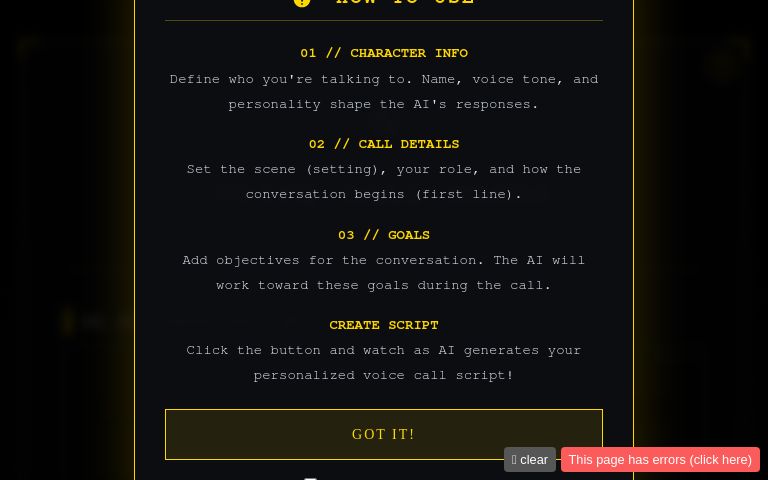 VOICE CALL MAKER ― Perchance Generator