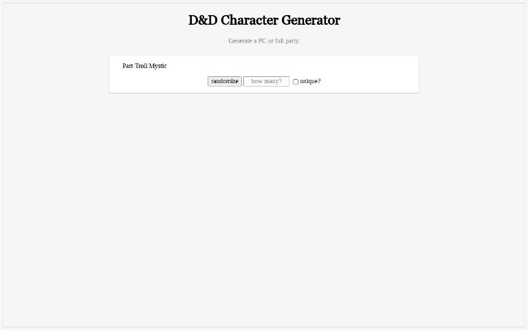 D&D Character Generator