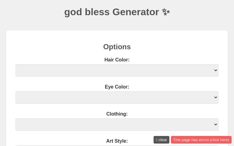 god bless - Initial Version ― Perchance Generator
