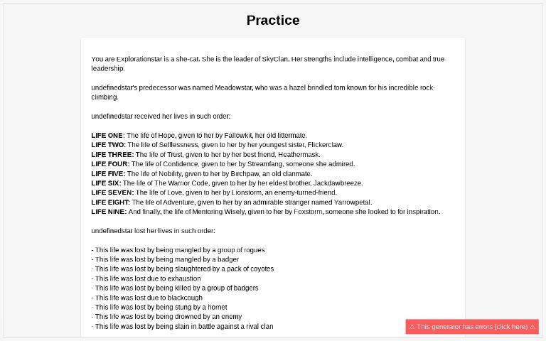 Practice ― Perchance Generator