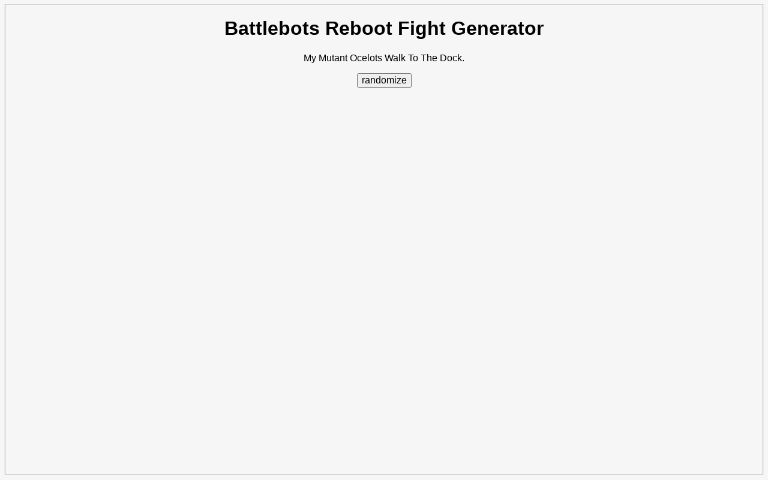 Battlebots Reboot Fight Generator