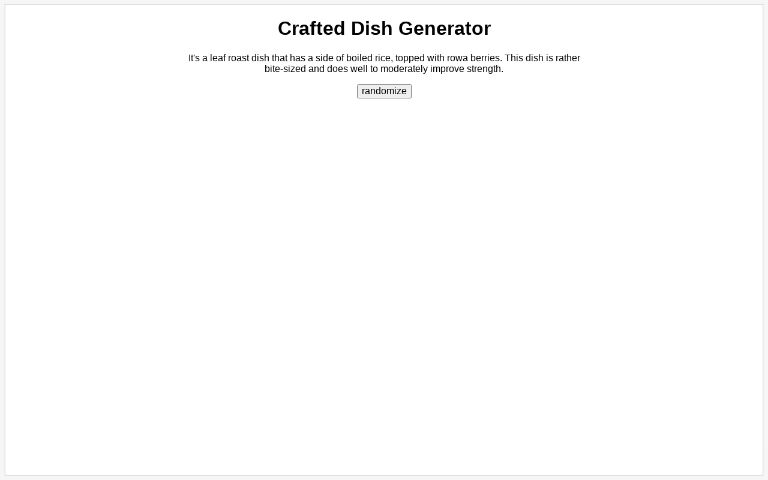 Crafted Dish Generator