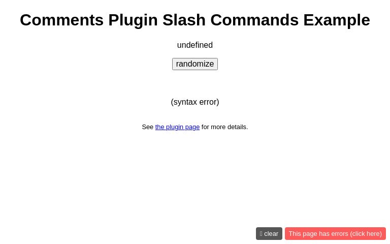 Comments Plugin Slash Commands Example