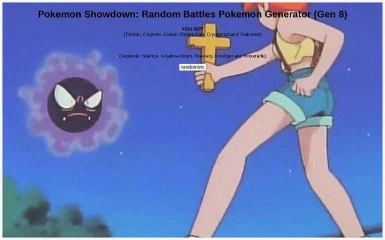 Pokemon Showdown: Random Battles Pokemon Generator (Gen 8)