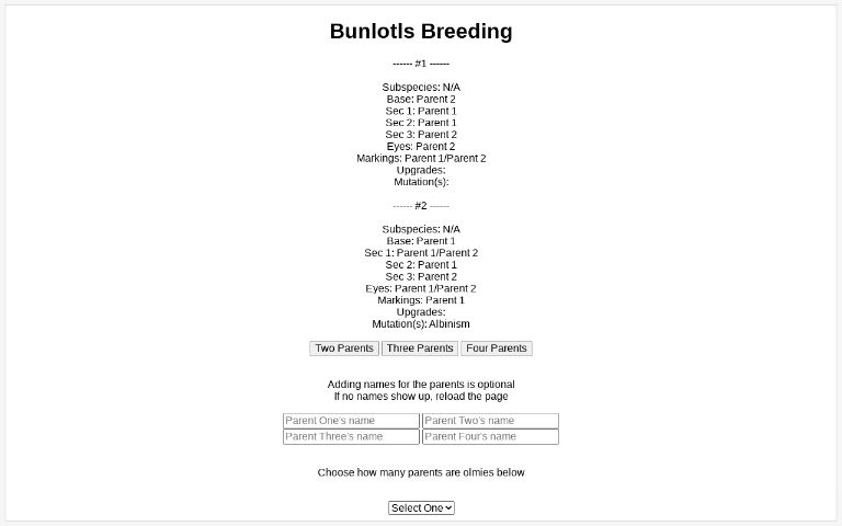 Bunlotls Breeding ― Perchance Generator