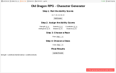 Old Dragon RPG - Character Generator