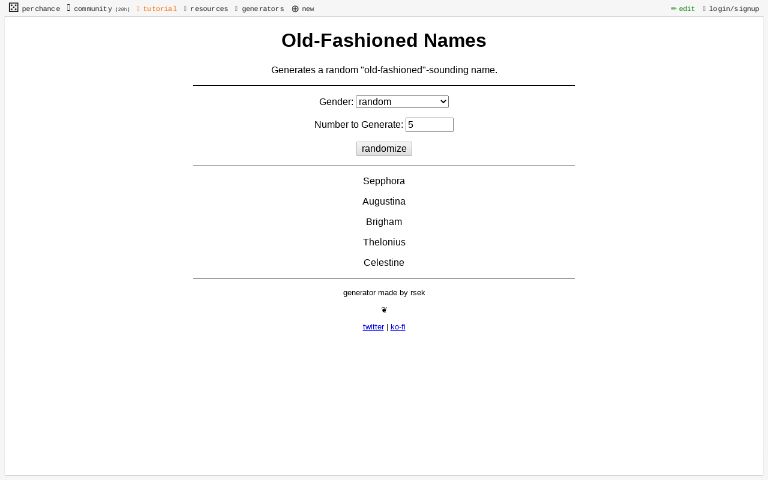 Old-Fashioned Names ― Perchance Generator