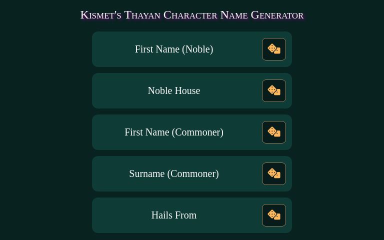 Kismet's Thayan Character Name Generator