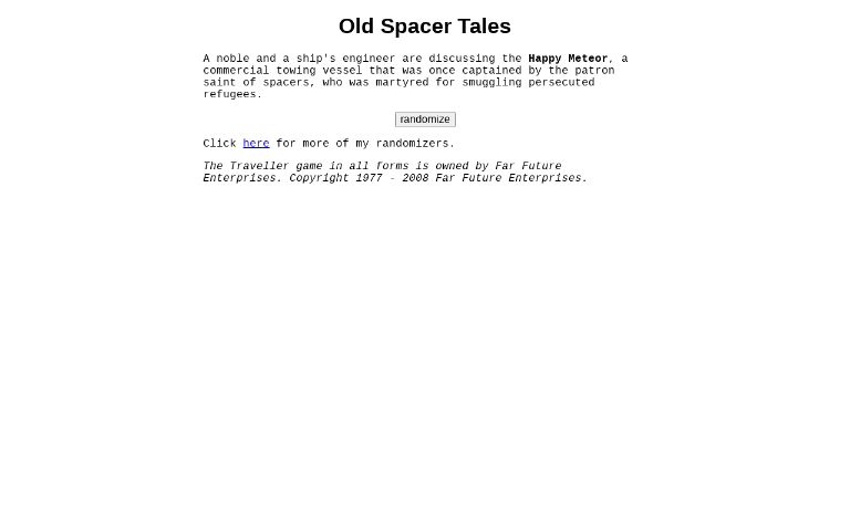 Old Spacer Tales ― Perchance Generator