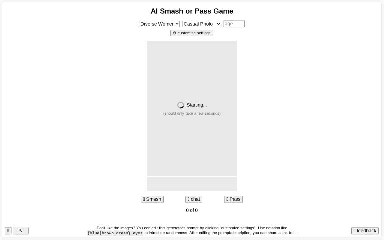 AI Smash or Pass Game ― Perchance Generator