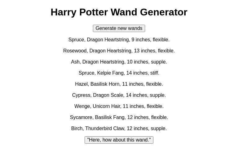 Harry Potter Wand Generator